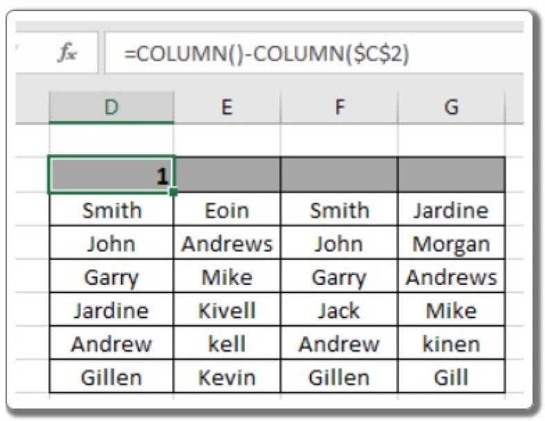 Simplest Way to Obtain Relative Column Index in Excel - Gotkey.net