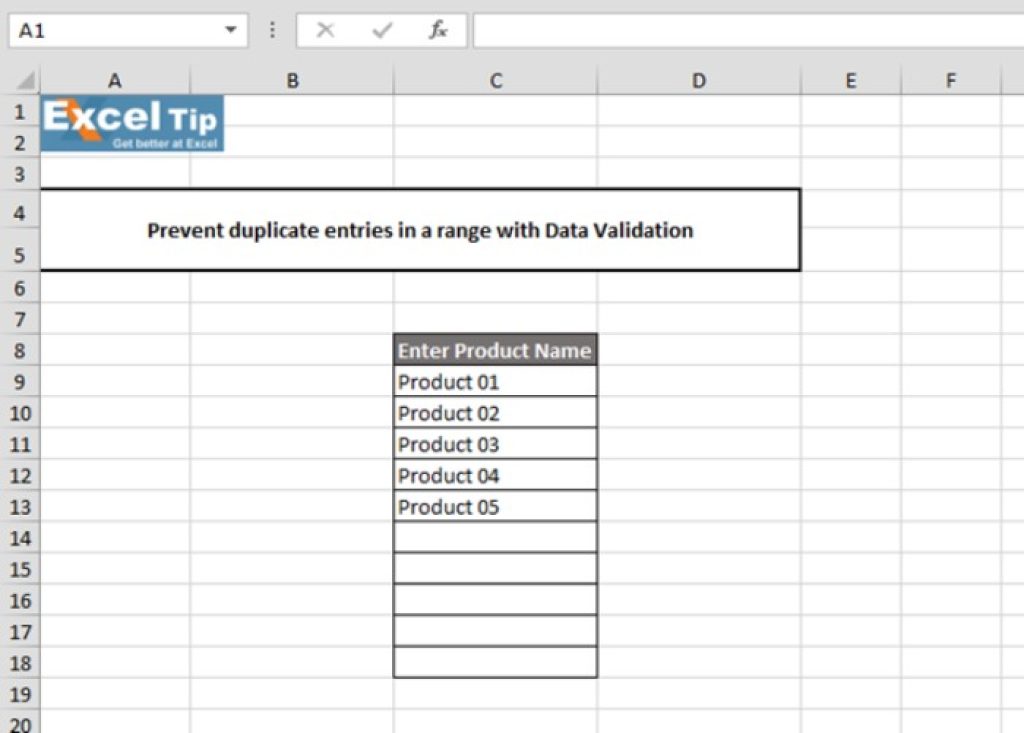 Data Validation: Preventing Duplicate Entries in Excel - Gotkey.net