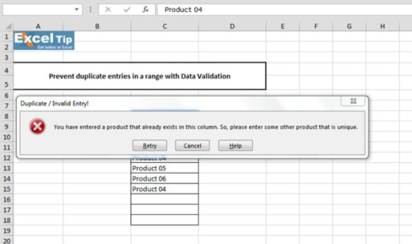 Data Validation: Preventing Duplicate Entries in Excel - Gotkey.net
