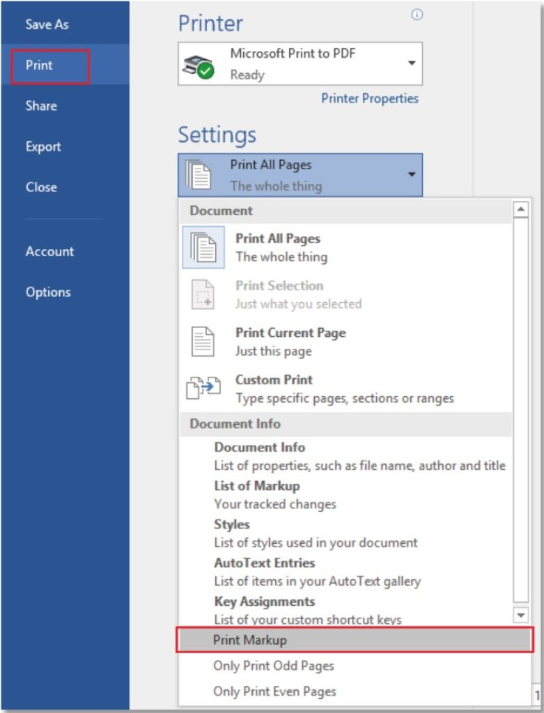 How to Print a Document Without Comments or Markup in Word? - Gotkey.net