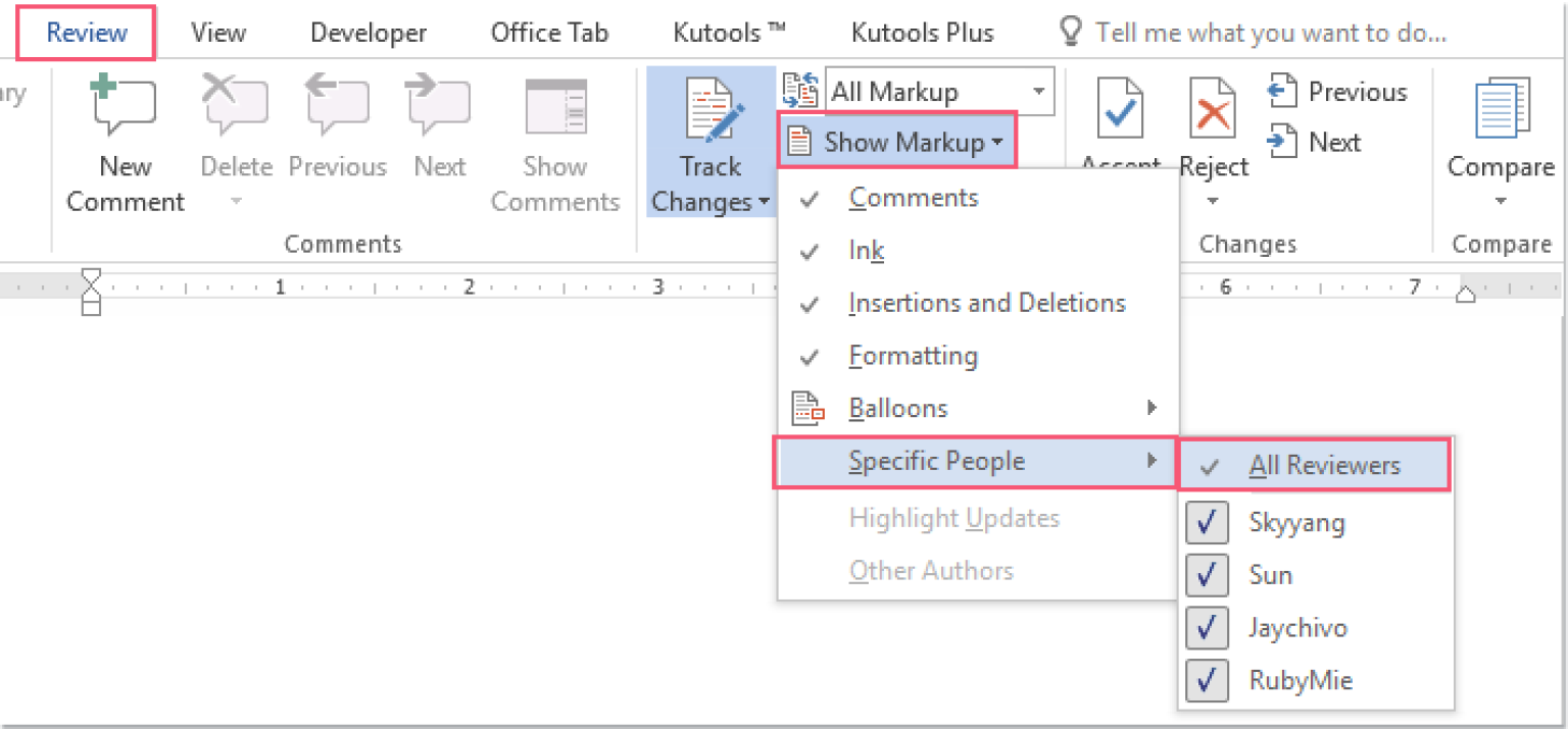 How to accept track changes from specific one user in Word document ...