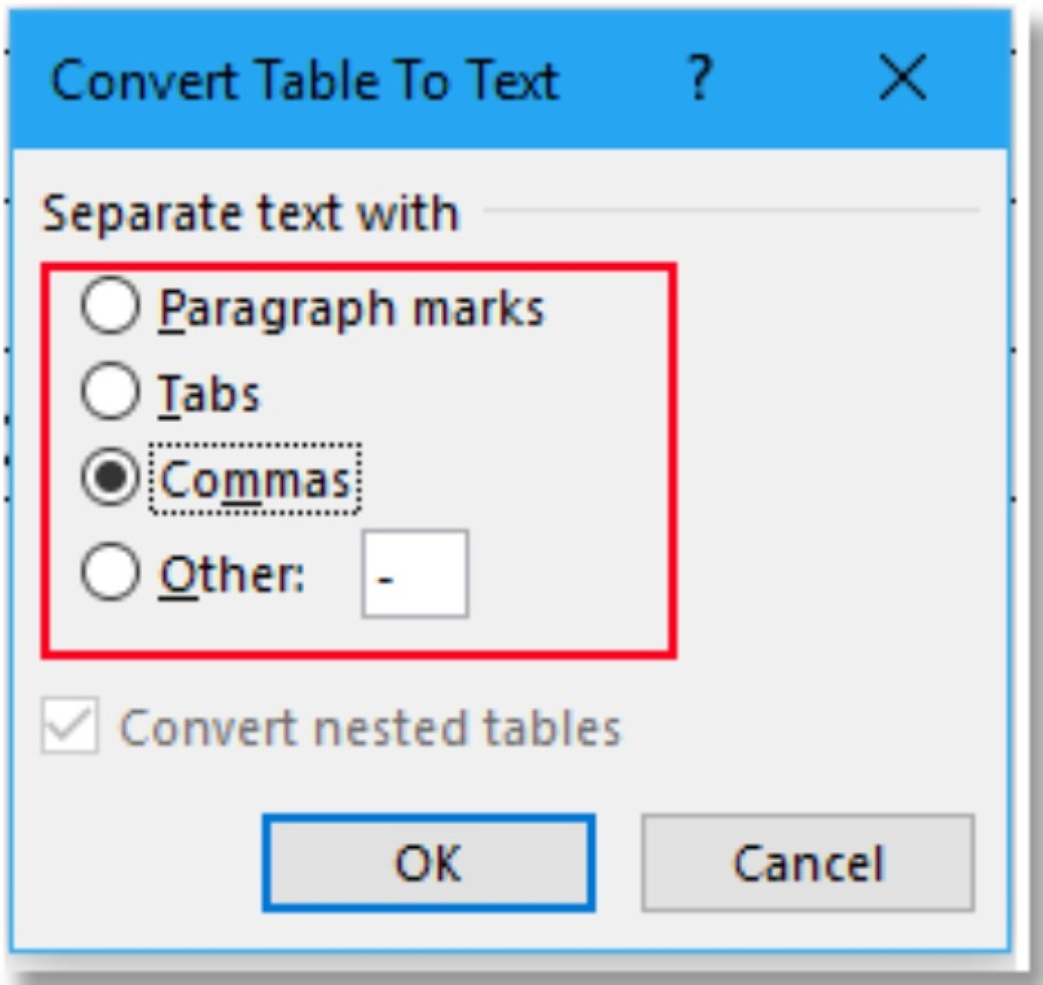 How to convert a list to table or vice versa in Word document? - Gotkey.net