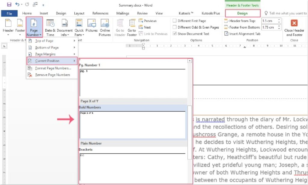 How to insert a header or footer with page numbers in a Word document ...