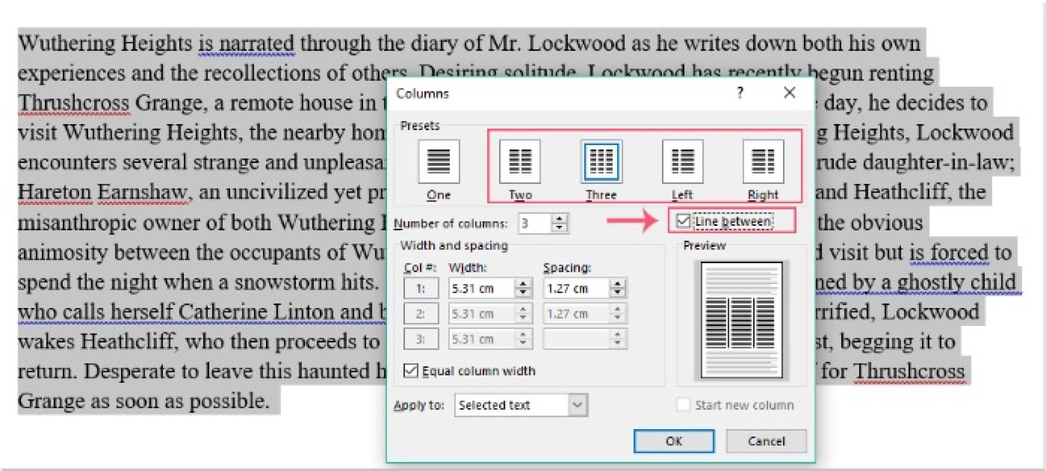 How to insert lines between columns in a Word document? - Gotkey.net