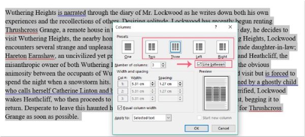 How to insert lines between columns in a Word document? - Gotkey.net