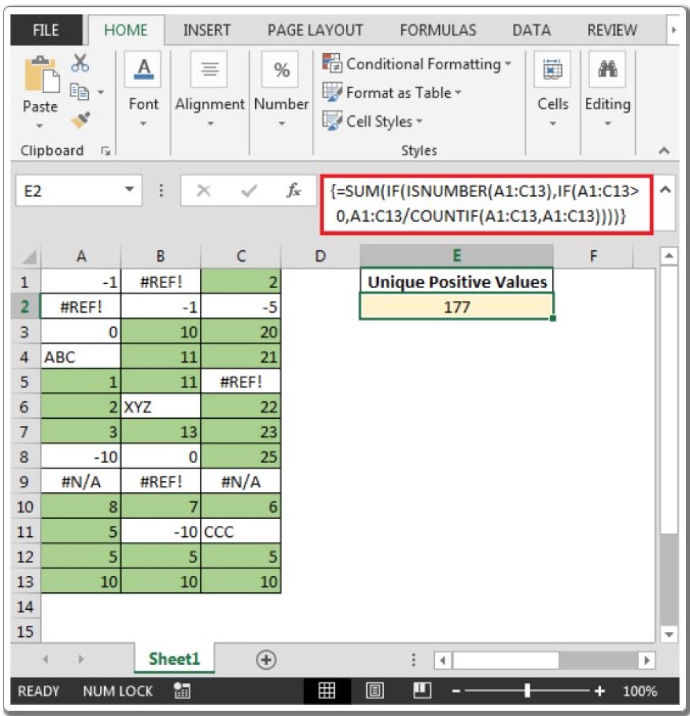 Excel: Summing Only Unique Positive Numbers - Gotkey.net