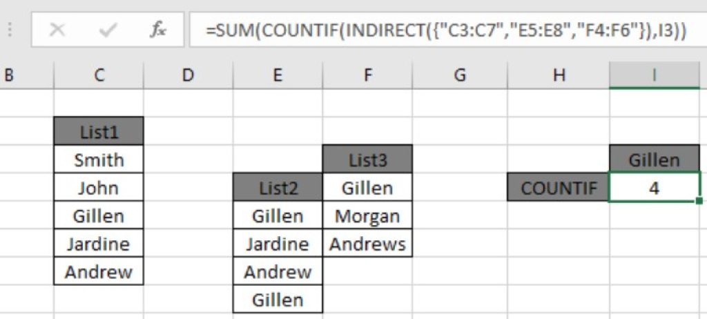 How to COUNTIF with Non-Contiguous Range in Excel