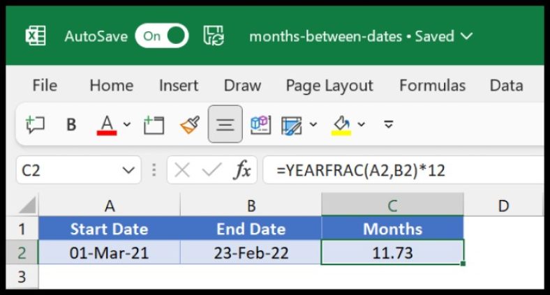 Counting Months Between Two Dates in Excel - Gotkey.net