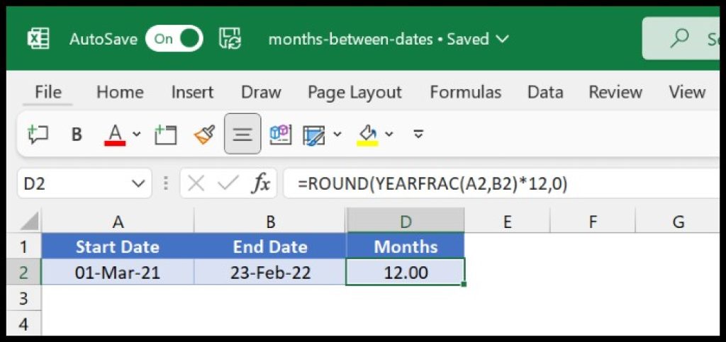 Counting Months Between Two Dates in Excel - Gotkey.net