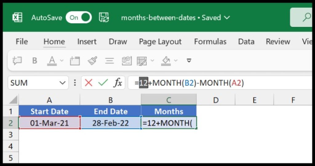 Counting Months Between Two Dates in Excel - Gotkey.net