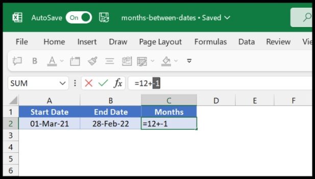 Counting Months Between Two Dates in Excel - Gotkey.net