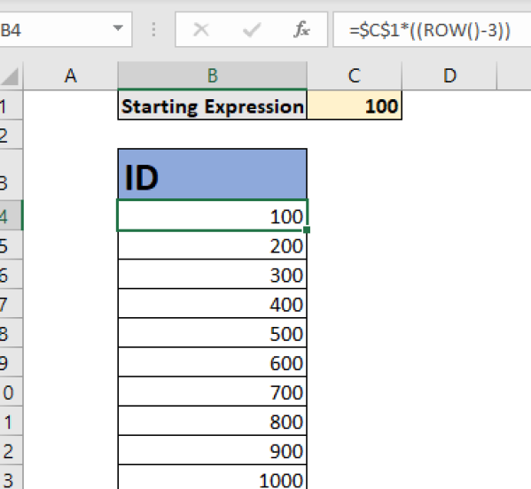 How to Increment Values by Row or Column in Excel