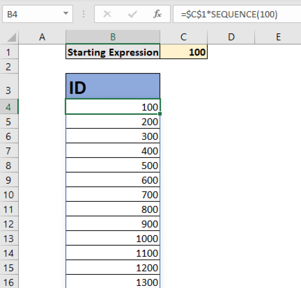 How to Increment Values by Row or Column in Excel