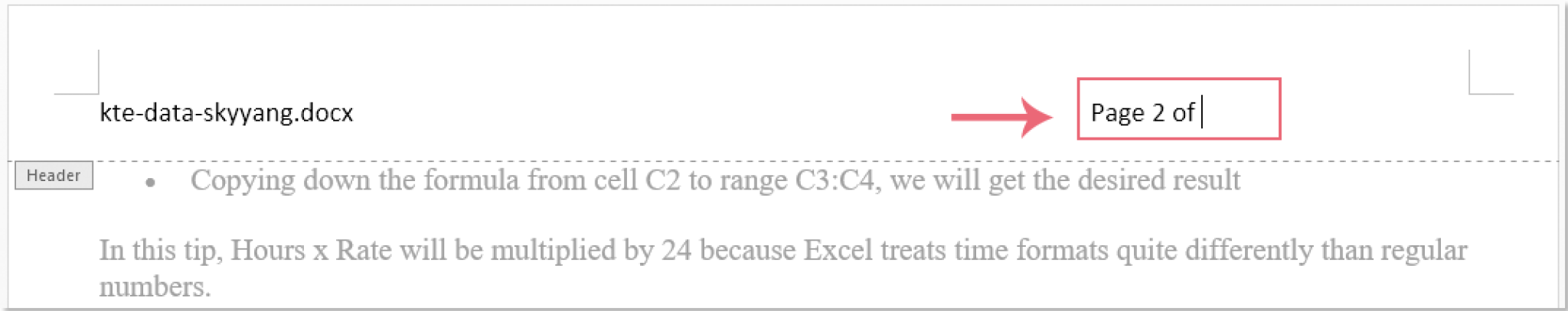 How to Insert Page Numbers in the Format Page X of Y in Microsoft Word - Gotkey.net
