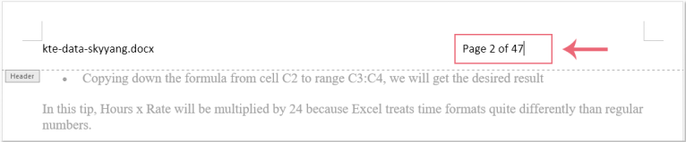 How to Insert Page Numbers in the Format Page X of Y in Microsoft Word - Gotkey.net