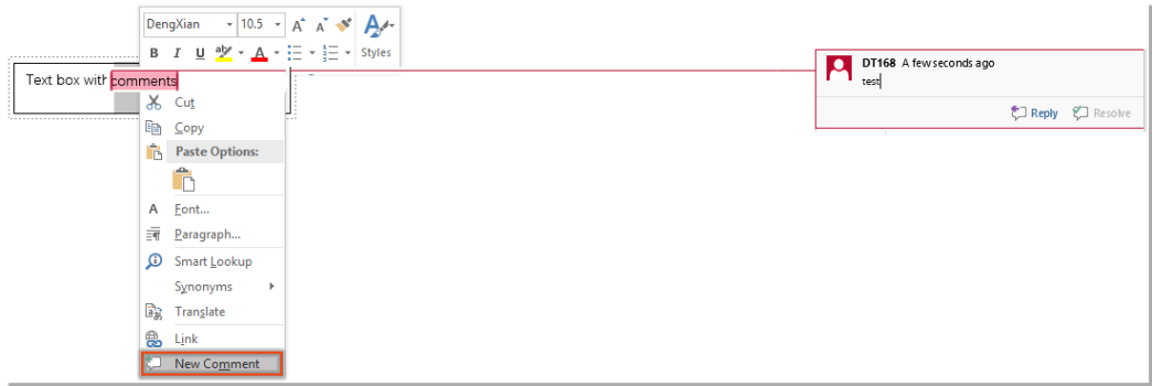 How to add comment to text within a text box in Word document? - Gotkey.net