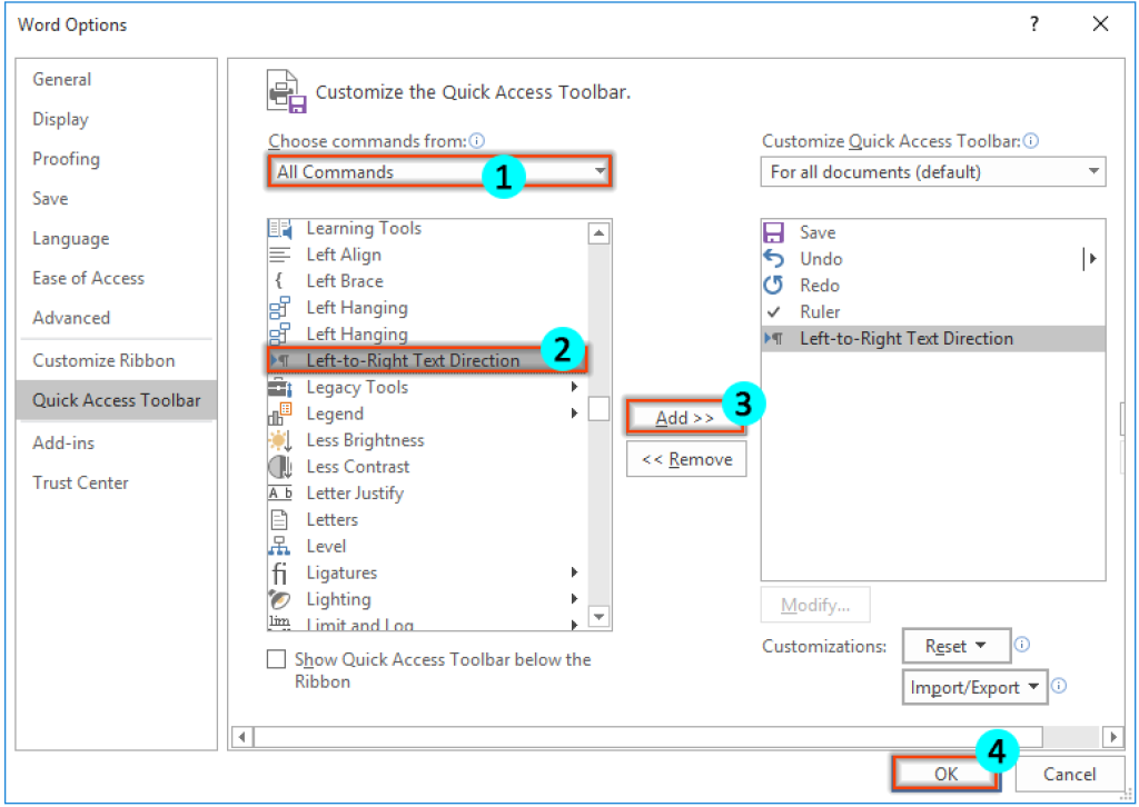 How to change right to left text direction comments to left to right in Word document? - Gotkey.net