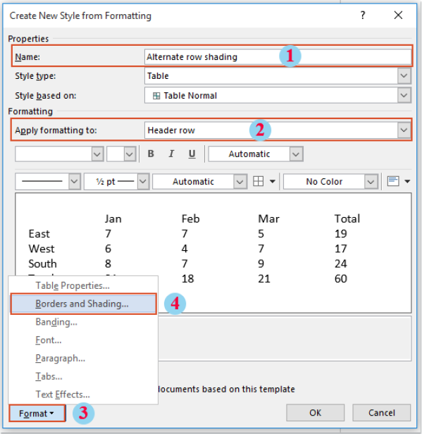 How To Shade Every Other Row Or Column In Word Table