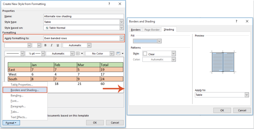 How to shade every other row or column in Word table? - Gotkey.net