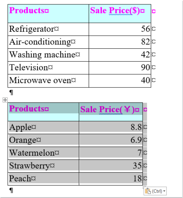 How to split table horizontally or vertically in a Word document ...