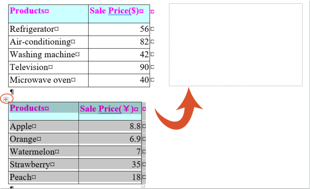 How to split table horizontally or vertically in a Word document ...