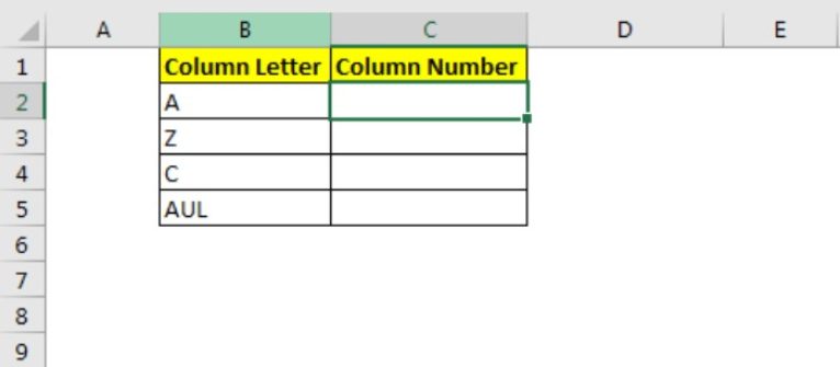 Excel: Translate Column Letters to Numbers