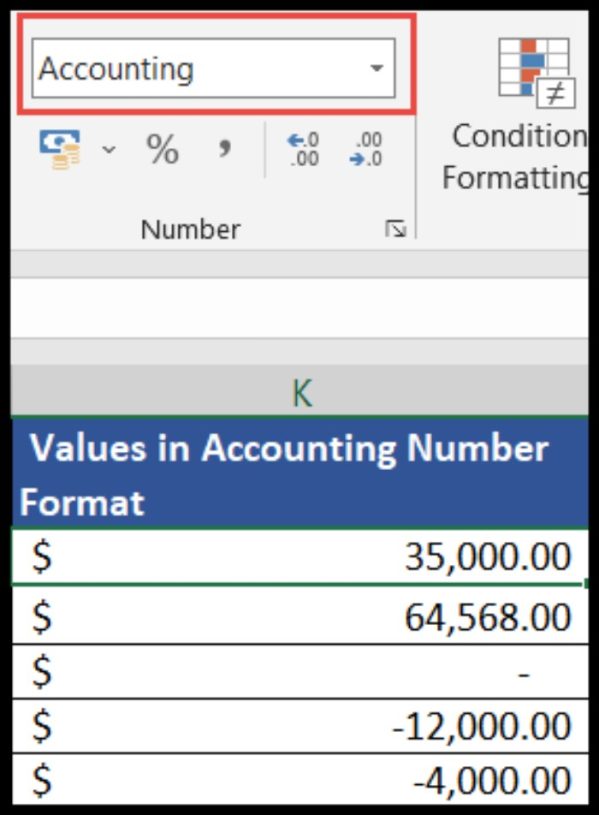 Utilizing the Accounting Number Format in Excel