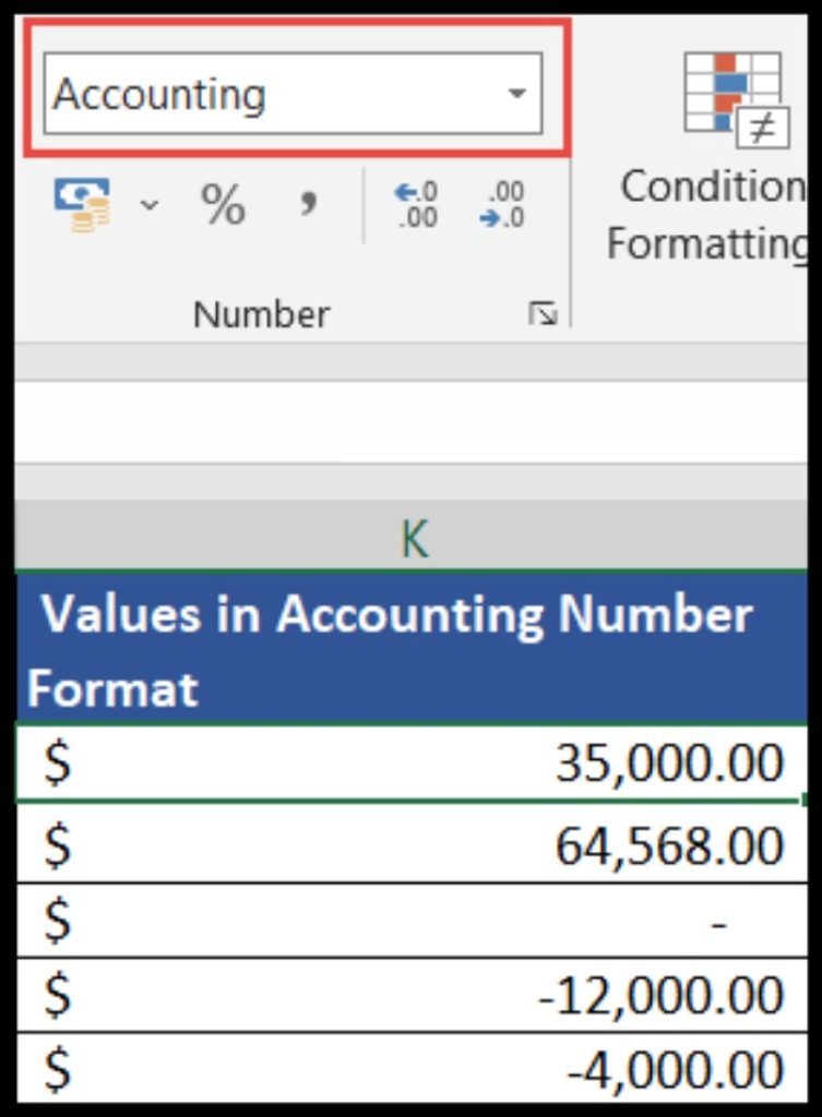 Utilizing the Accounting Number Format in Excel