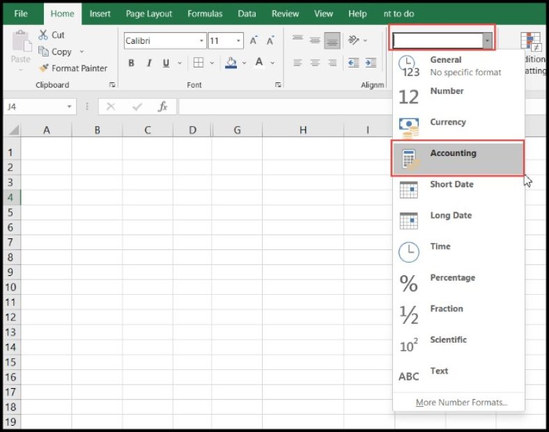 Utilizing the Accounting Number Format in Excel