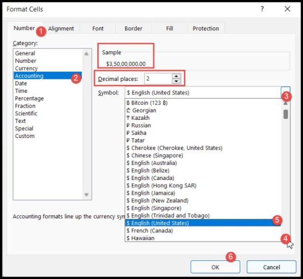 Utilizing the Accounting Number Format in Excel