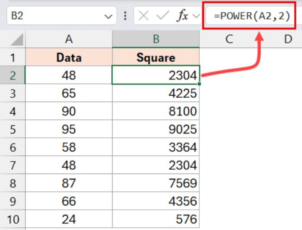 Efficient Ways to Square Numbers in Excel