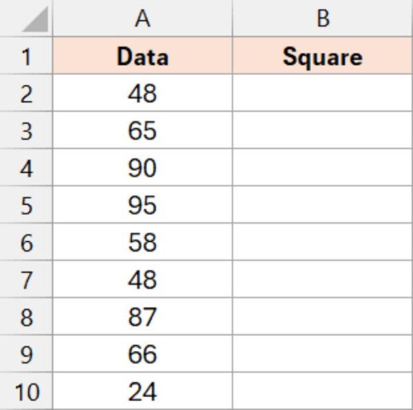 Efficient Ways to Square Numbers in Excel