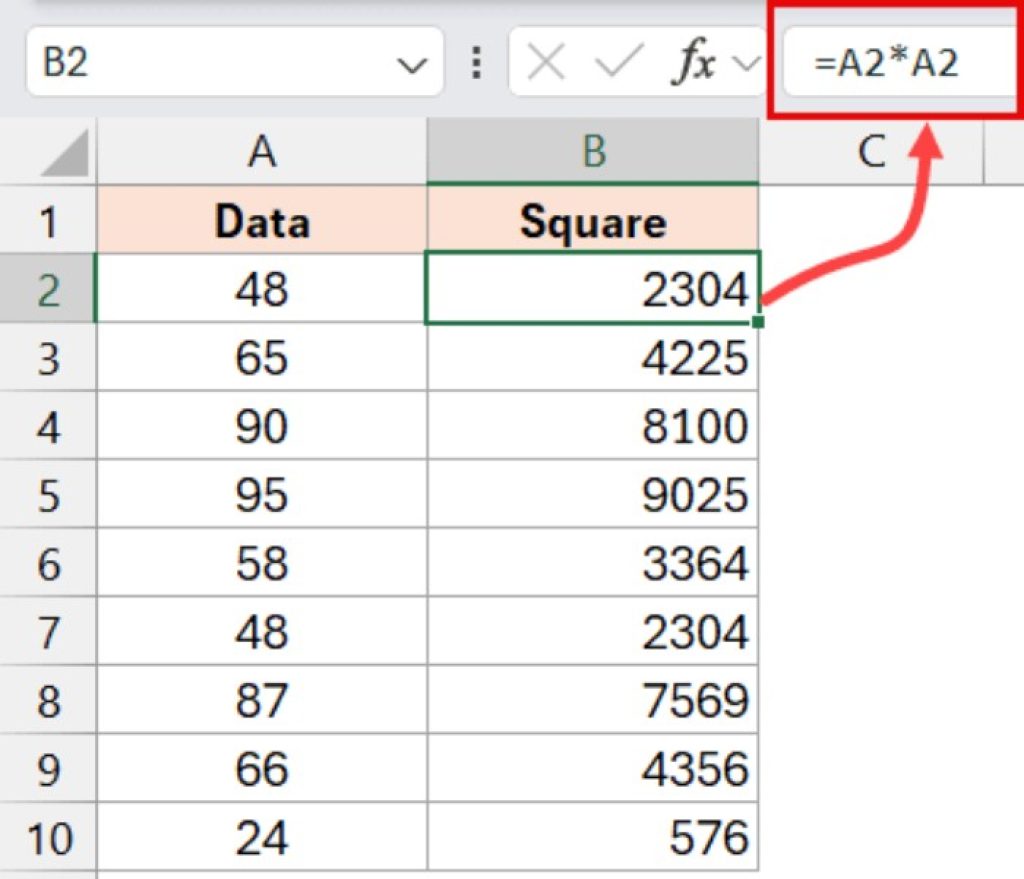 Efficient Ways to Square Numbers in Excel