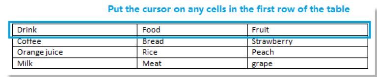 How to insert a line above a table at the top of the document? - Gotkey.net
