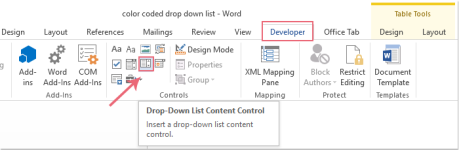 How to insert color coded drop down list in Word table? - Gotkey.net