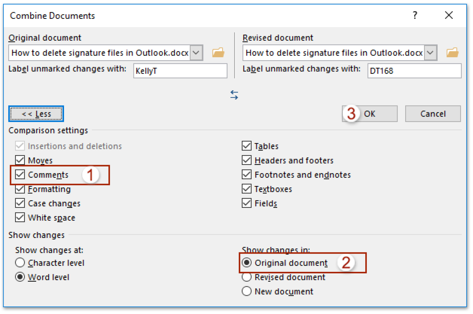 How to merge comments and changes from multiple documents in Word - Gotkey.net