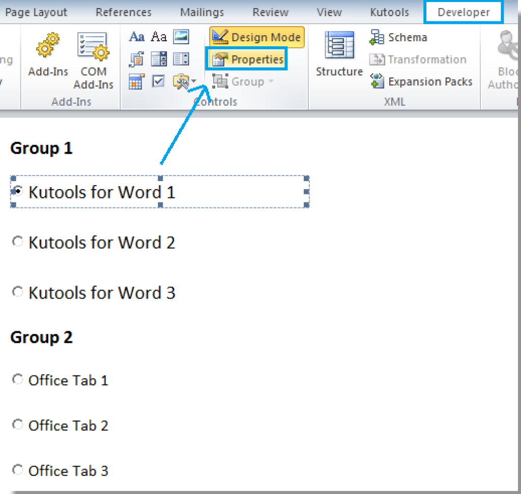 How to group radio buttons in Microsoft Word document? - Gotkey.net