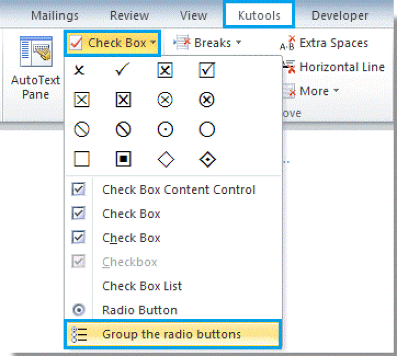 How to group radio buttons in Microsoft Word document? - Gotkey.net
