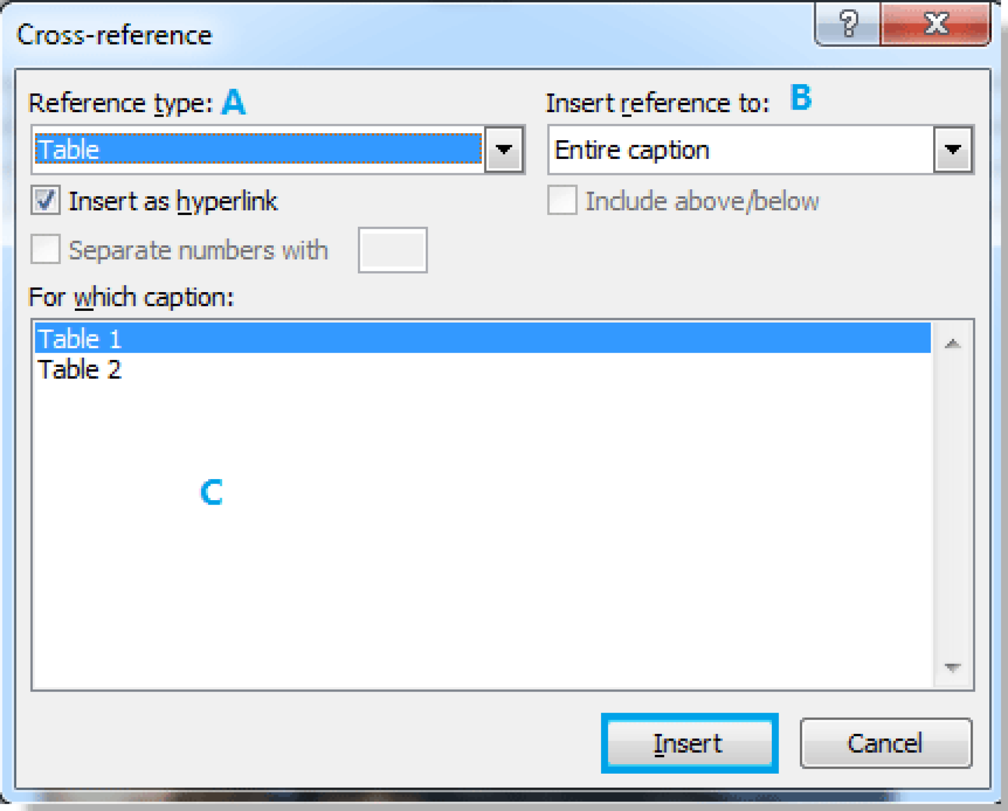 How to insert cross reference to caption in Word - Gotkey.net
