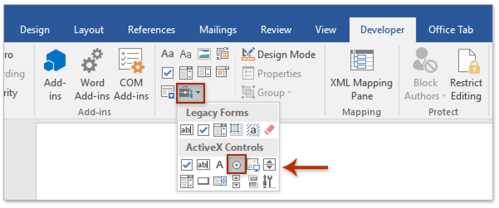 How to insert radio button in Microsoft Word document? - Gotkey.net How to insert radio button in Microsoft Word document? - Gotkey.net