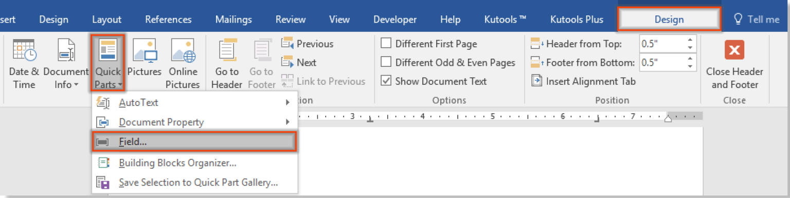 How to insert file path and name into documents footer or header in word - Gotkey.net