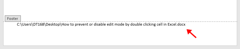 How to insert file path and name into documents footer or header in word - Gotkey.net