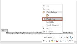 How to insert file path and name into documents footer or header in word - Gotkey.net