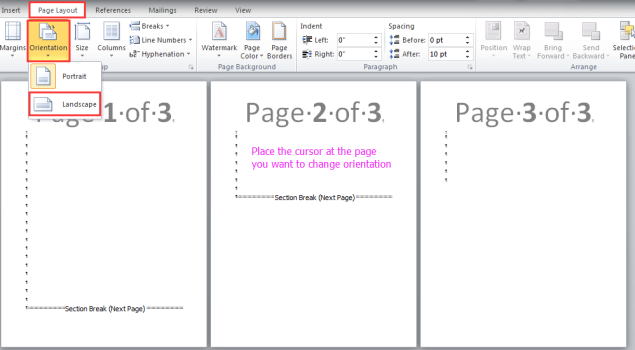How to change orientation of one page in word? - Gotkey.net