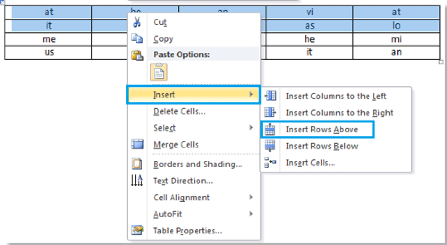 How to insert multiple rows into a table in word? - Gotkey.net