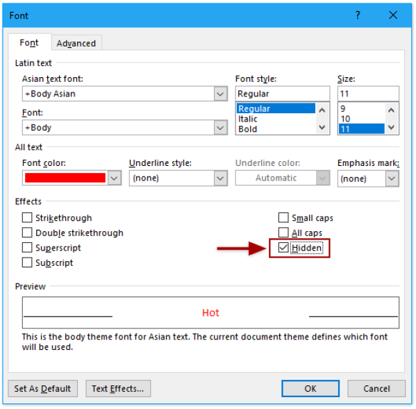 How to show or hide all hidden text quickly in Word? - Gotkey.net