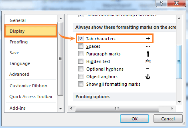 How to show or hide tab characters in Word? - Gotkey.net